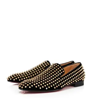 Christian Louboutin Dandelion Spikes Velvet Loafers - Black  display picture 1