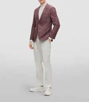 BOSS Wool-silk Check Jacket