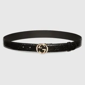 Gucci Belt With Interlocking G Buckle - Black