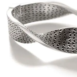 John Hardy Carved Chain Twisted Bangle