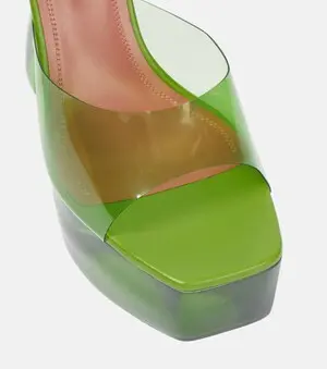 Amina Muaddi Dalida Glass Platform Mules - Green