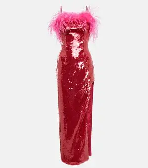 Giuseppe Di Morabito Sequined Feather-trimmed Gown