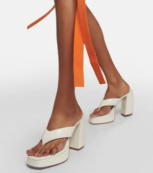 GIA BORGHINI Patent Leather Platform Sandals - White