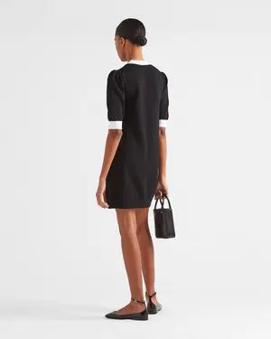 prada cotton mini dress Prada Compact Sabl Mini-dress, Woman, Black, Size 44