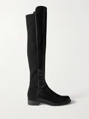 STUART WEITZMAN 5050 Lift Leather And Stretch Over-the-knee Boots - Black