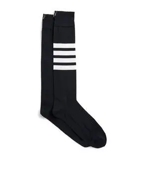 Thom Browne Cotton-blend 4-bar Over-the-calf Socks - Navy