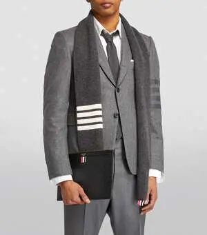 Thom Browne Cashmere 4-bar Scarf - Grey