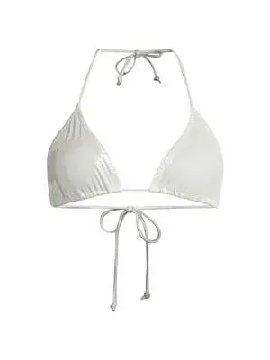 Norma Kamali Women's Metallic Halter-Neck Triangle Bikini Top - Pearl  - Pearl