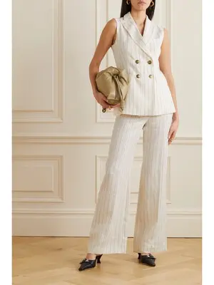 Max Mara Quebec Pinstriped Linen Vest