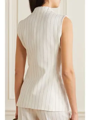 Max Mara Quebec Pinstriped Linen Vest
