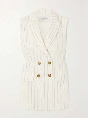 Max Mara Quebec Pinstriped Linen Vest