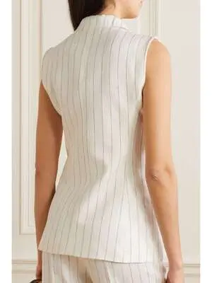 Max Mara Quebec Pinstriped Linen Vest