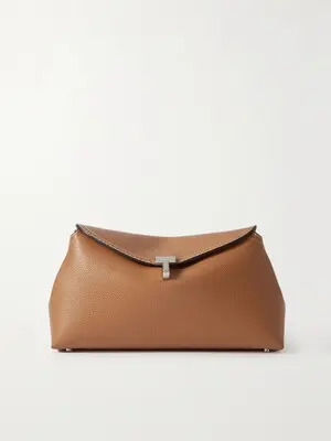 TOTEME T-lock Textured-leather Clutch - Brown