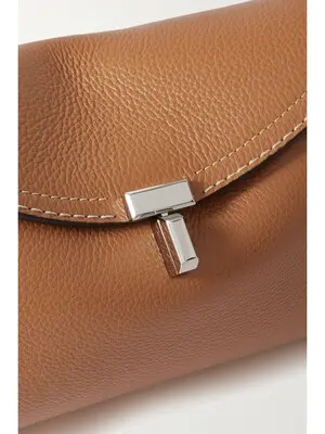 TOTEME T-lock Textured-leather Clutch - Brown