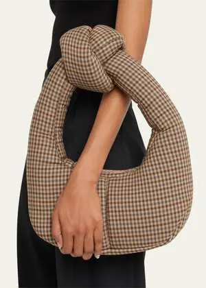 A.W.A.K.E. Mode Mia Gingham Knot Top-handle Bag