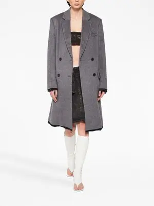 Miu Miu Logo-embroidered Double-breasted Coat
