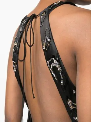 Roberto Cavalli Sequin-embellished Open-back Dress