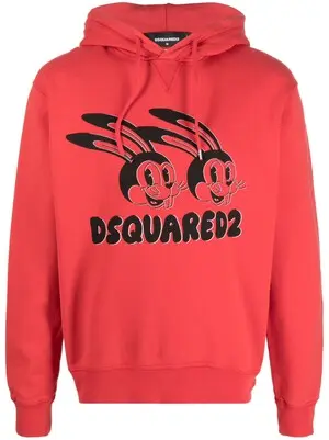 Dsquared2 Graphic-print Cotton Hoodie - Red
