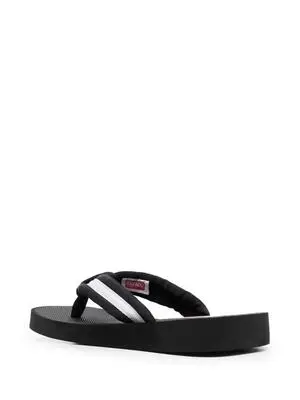 Kenzo Logo-patch Striped Flip Flops - Black