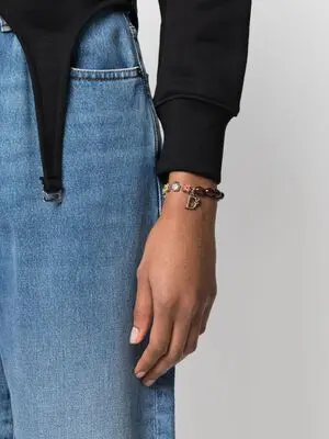 Dsquared2 Crystal Embellished Logo Charm Bracelet