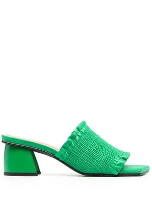 GANNI Smock 65mm Mules - Green