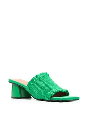 GANNI Smock 65mm Mules - Green
