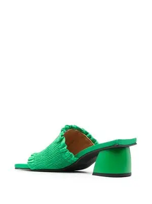 GANNI Smock 65mm Mules - Green