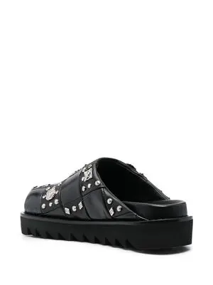 Toga Stud-embellished Leather Clogs - Black