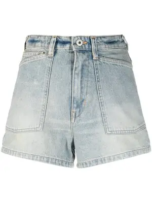 Kenzo High-waisted Denim Shorts - Blue