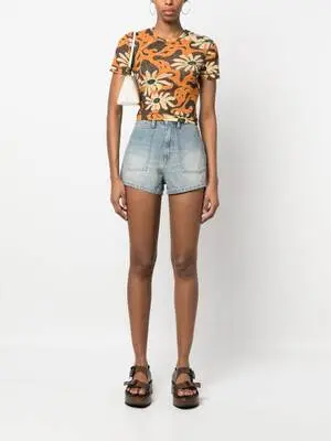 Kenzo High-waisted Denim Shorts - Blue