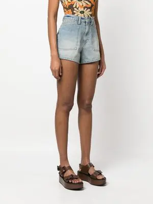 Kenzo High-waisted Denim Shorts - Blue
