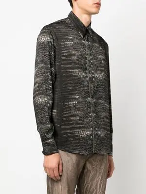 Roberto Cavalli Snakeskin-print Button-up Shirt