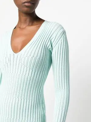 AERON Ribbed Knit V-neck Mini Dress