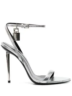 TOM FORD Padlock-detail Metallic Sandals - Silver