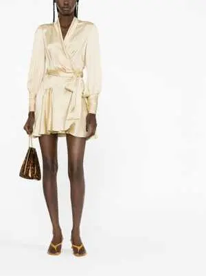 Zimmermann Ruffled Silk Wrap Minidress