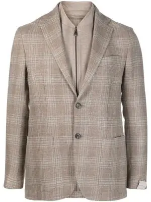 Corneliani Tonal Plaid Single-breasted Blazer - Brown