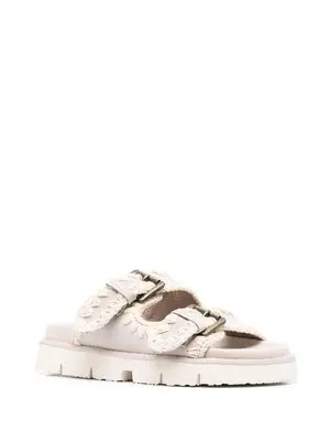 Mou Bio Crochet-trim Buckle-strap Sandals - Neutrals