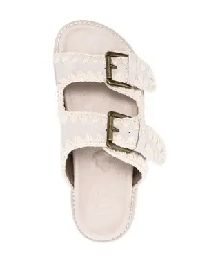 Mou Bio Crochet-trim Buckle-strap Sandals - Neutrals