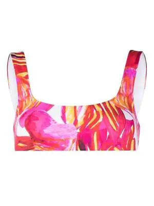 LOUISA BALLOU Abstract-print Bikini Top - Pink