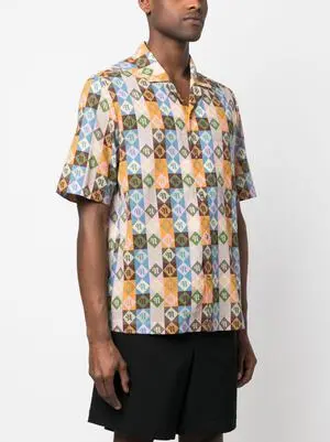 Nanushka Bodil Diamond Check-print Shirt - Orange