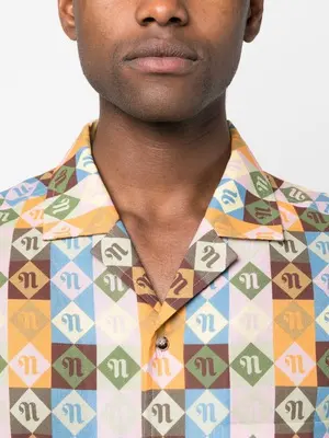 Nanushka Bodil Diamond Check-print Shirt - Orange