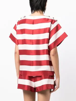 Zimmermann Striped Silk T-shirt