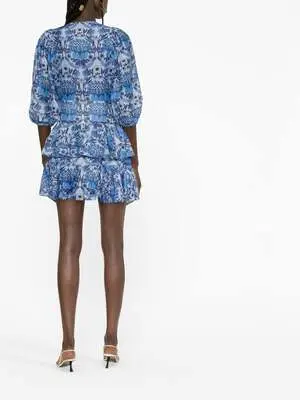 Sandro Floral Print Tiered Ruffled Dress