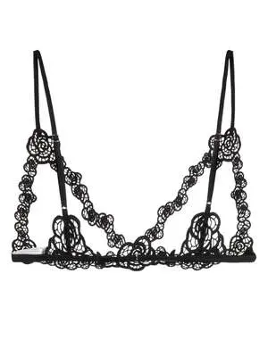 FLEUR DU MAL Fleur Guipure Ouvert Bralette - Black