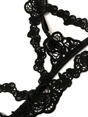 FLEUR DU MAL Fleur Guipure Ouvert Bralette - Black