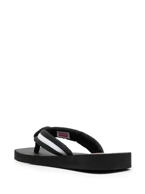Kenzo Logo-patch Striped Flip Flops - Black