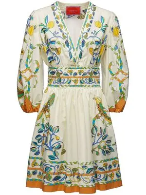 La DoubleJ Floral-print Short Dress - White