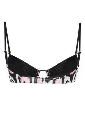 Roberto Cavalli Jaguar-print Bikini Top