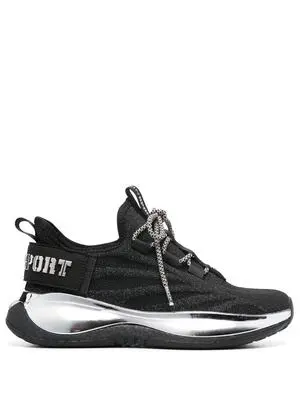 PLEIN SPORT Metallic-logo Sneakers - Black