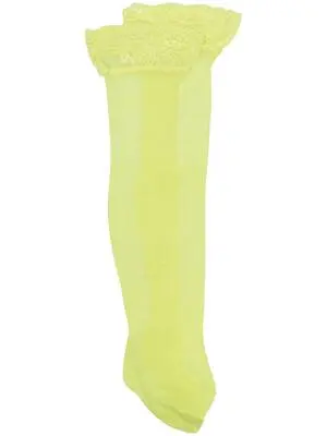 Versace Floral-lace Thigh-high Stockings - Yellow